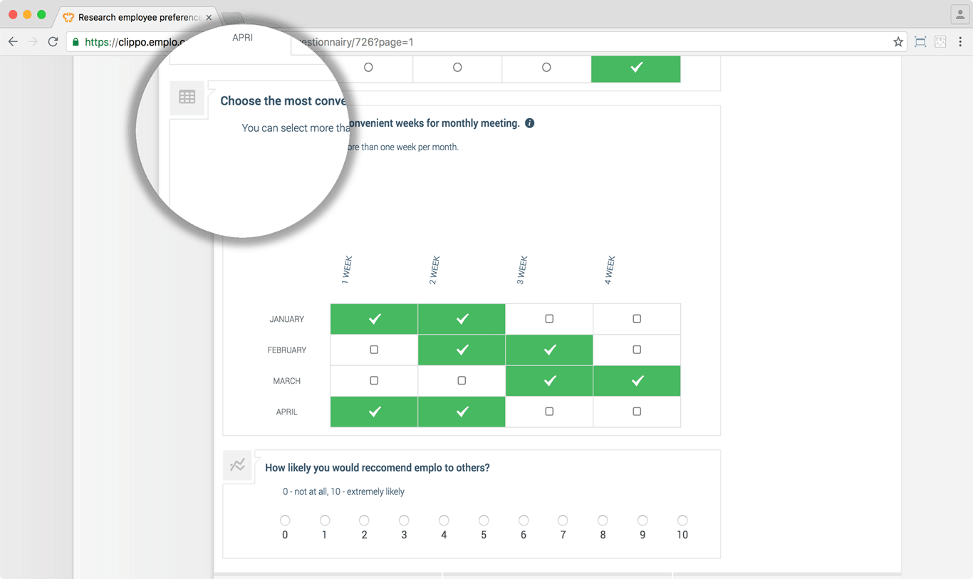Multiple choice matrix - emplo Customer Support EN