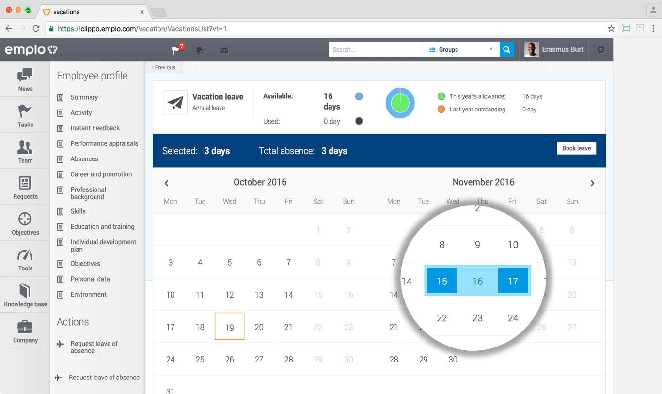 Submitting leave of absence requests - emplo Customer Support EN